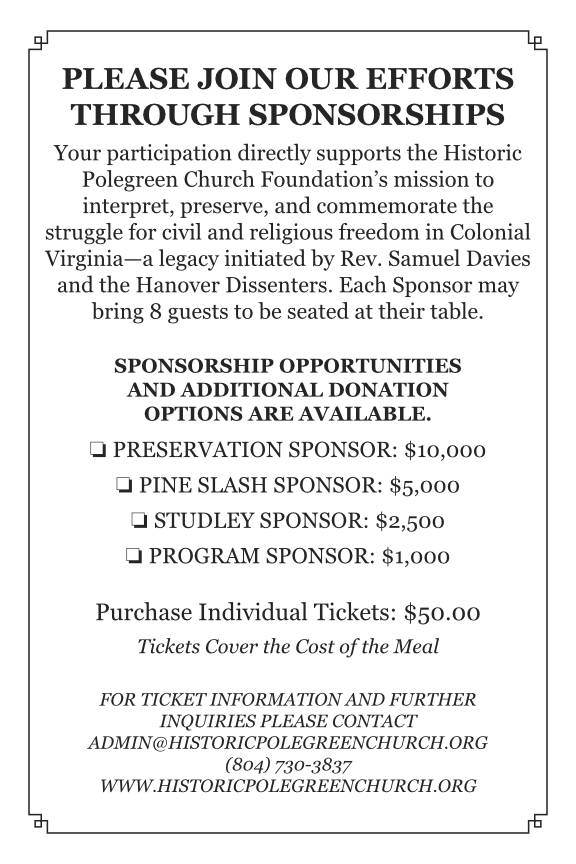 TICKETS - 2025 Annual Founders Celebration - Historic Polegreen Church
